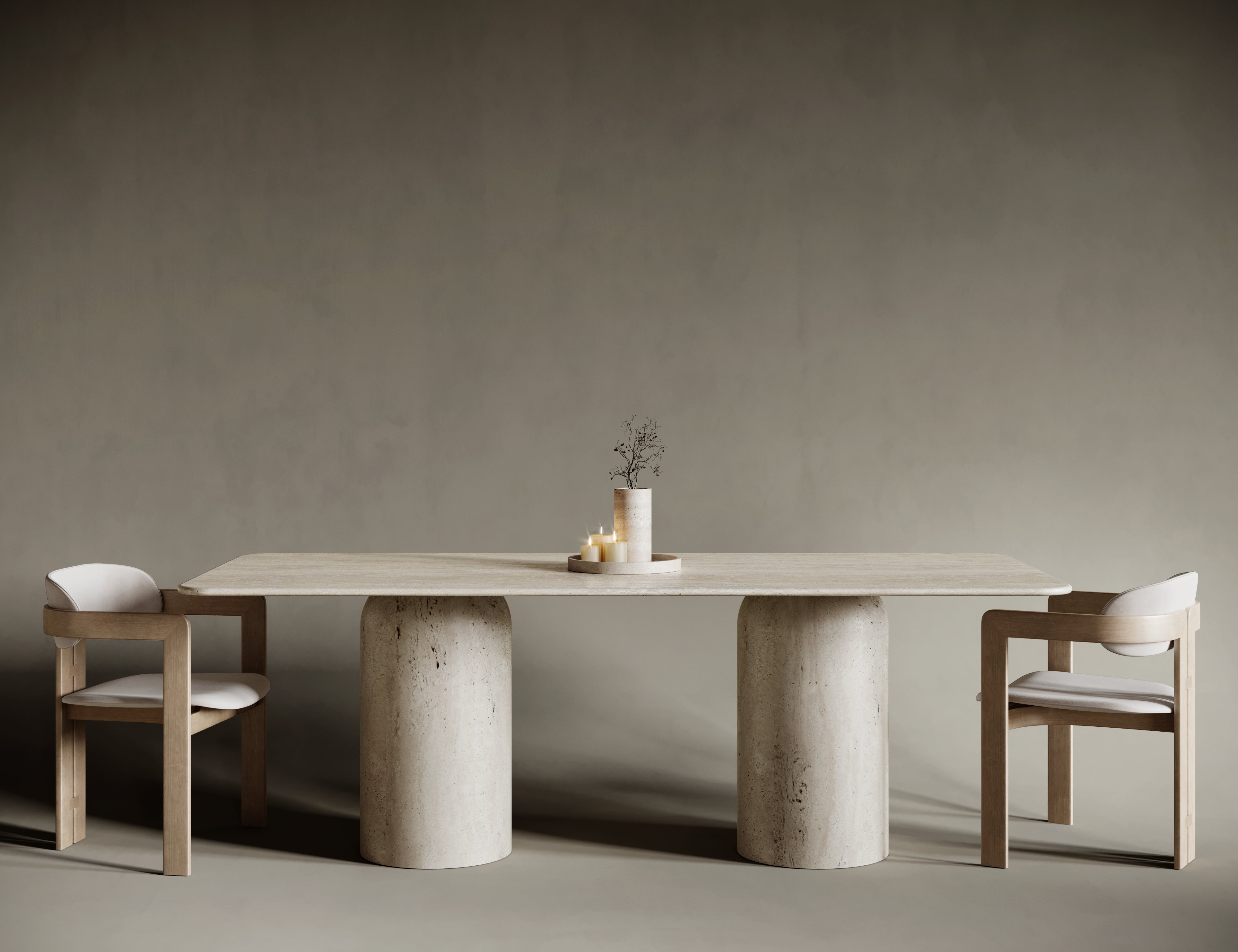 Rectangular Travertine Dining Table Rounded Leg