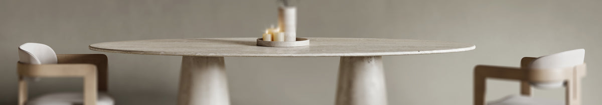 Travertine Ellipse Tables | Elegant & Modern Design – Bedu Atelier ...