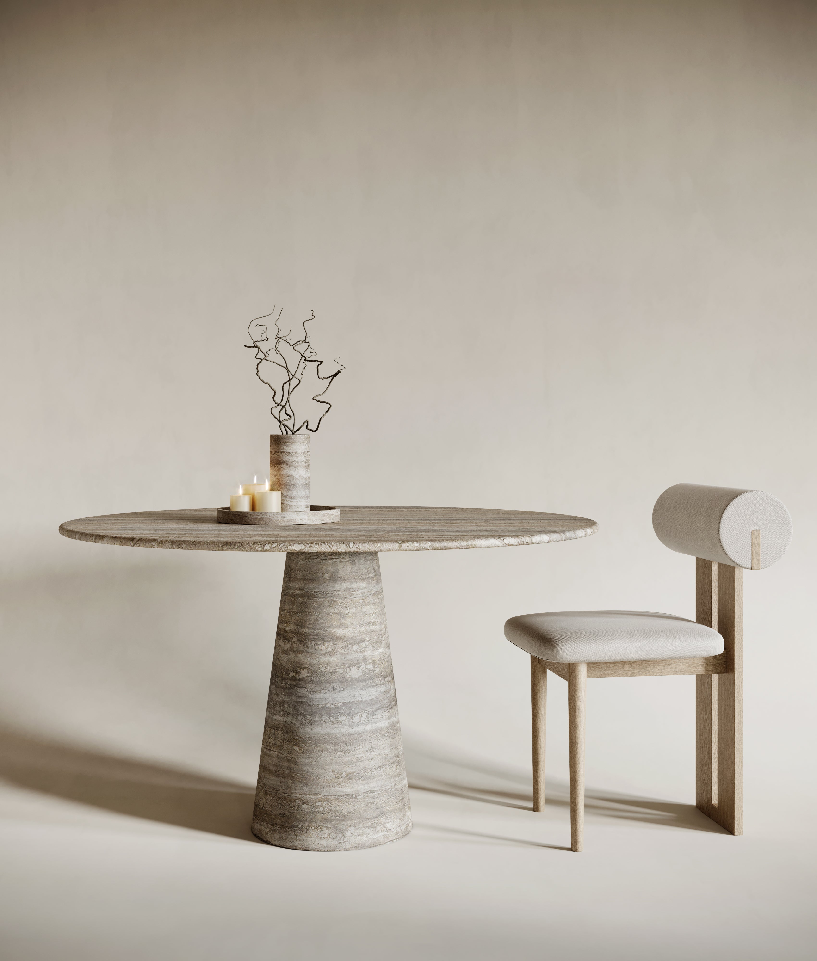 Round travertine dining table store