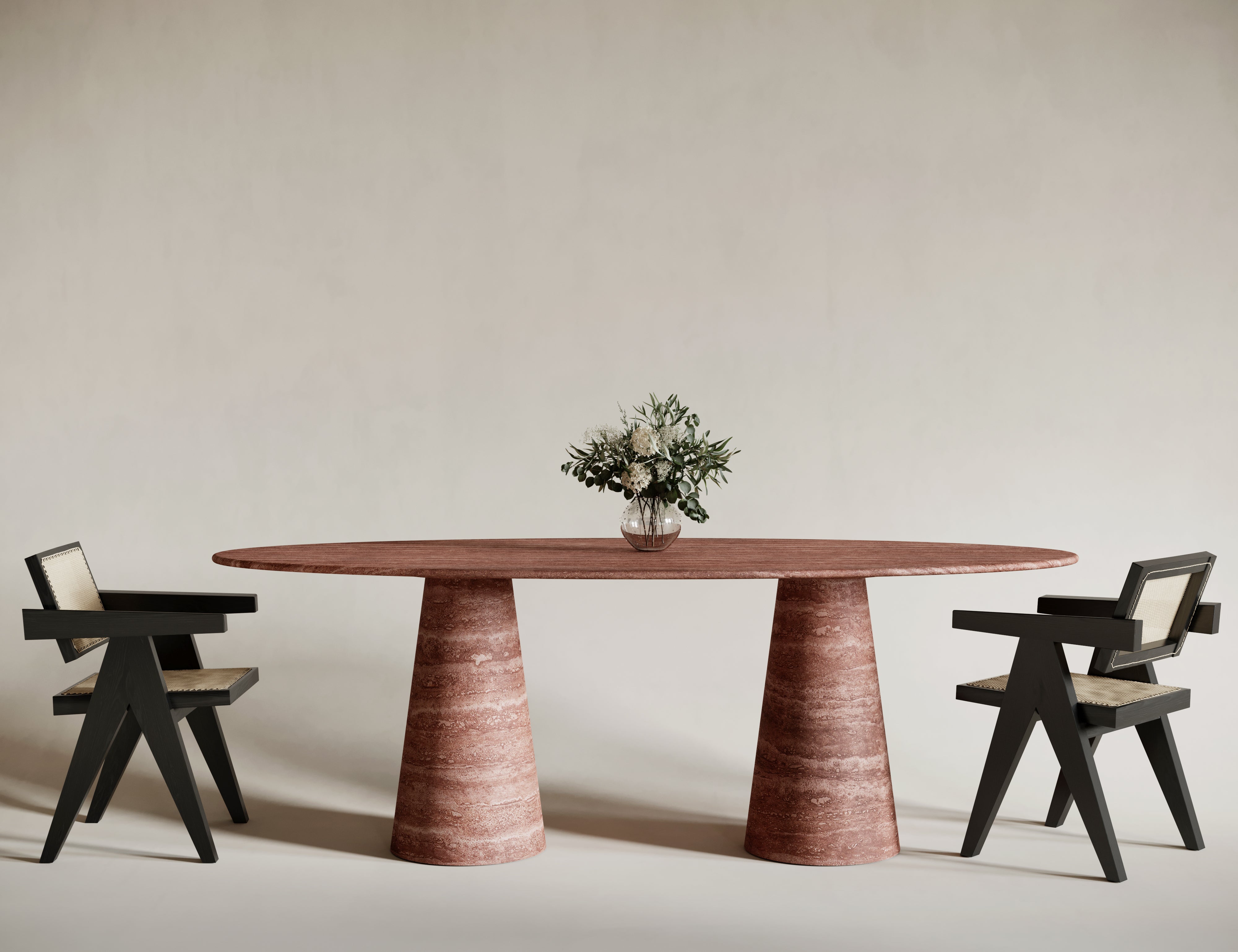 Travertine pedestal dining table store