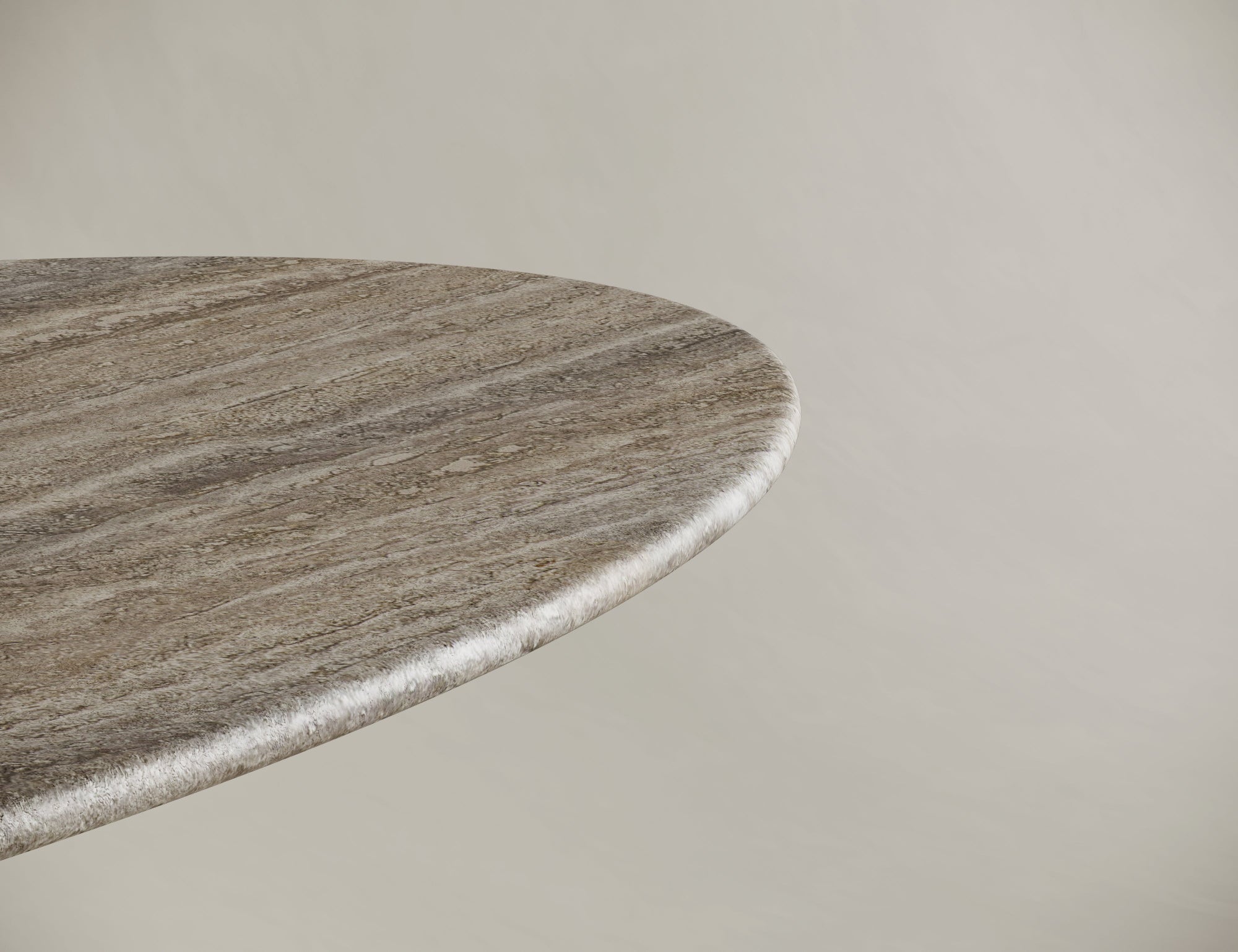 Ellipse Silver Travertine Dining Table - Conical Leg – Bedú Atelier