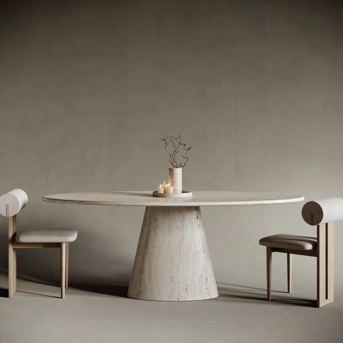 Travertine Dining Table - Tapered Leg – Bedú Atelier