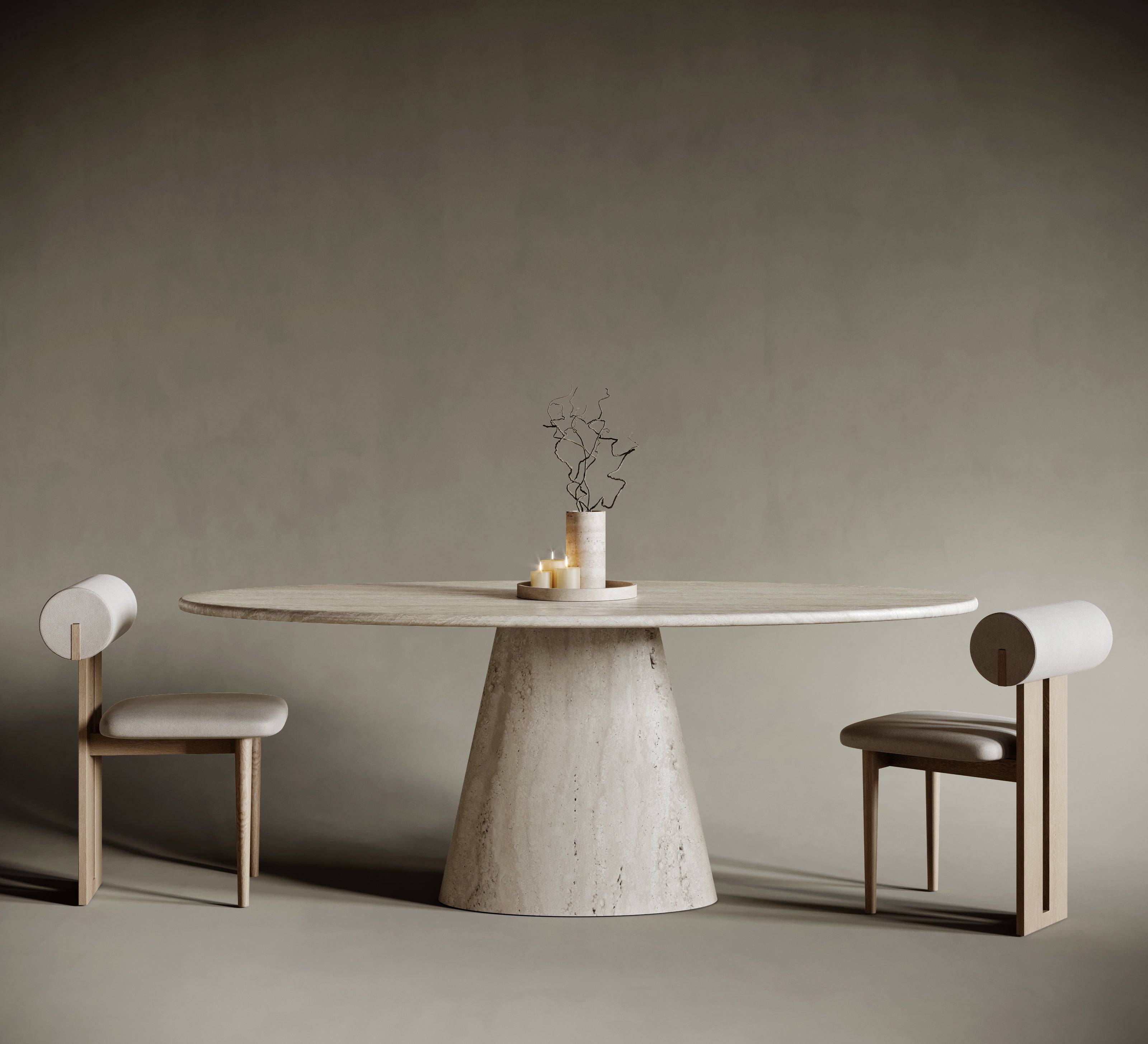 Travertine Dining Table - Tapered Leg – Bedú Atelier