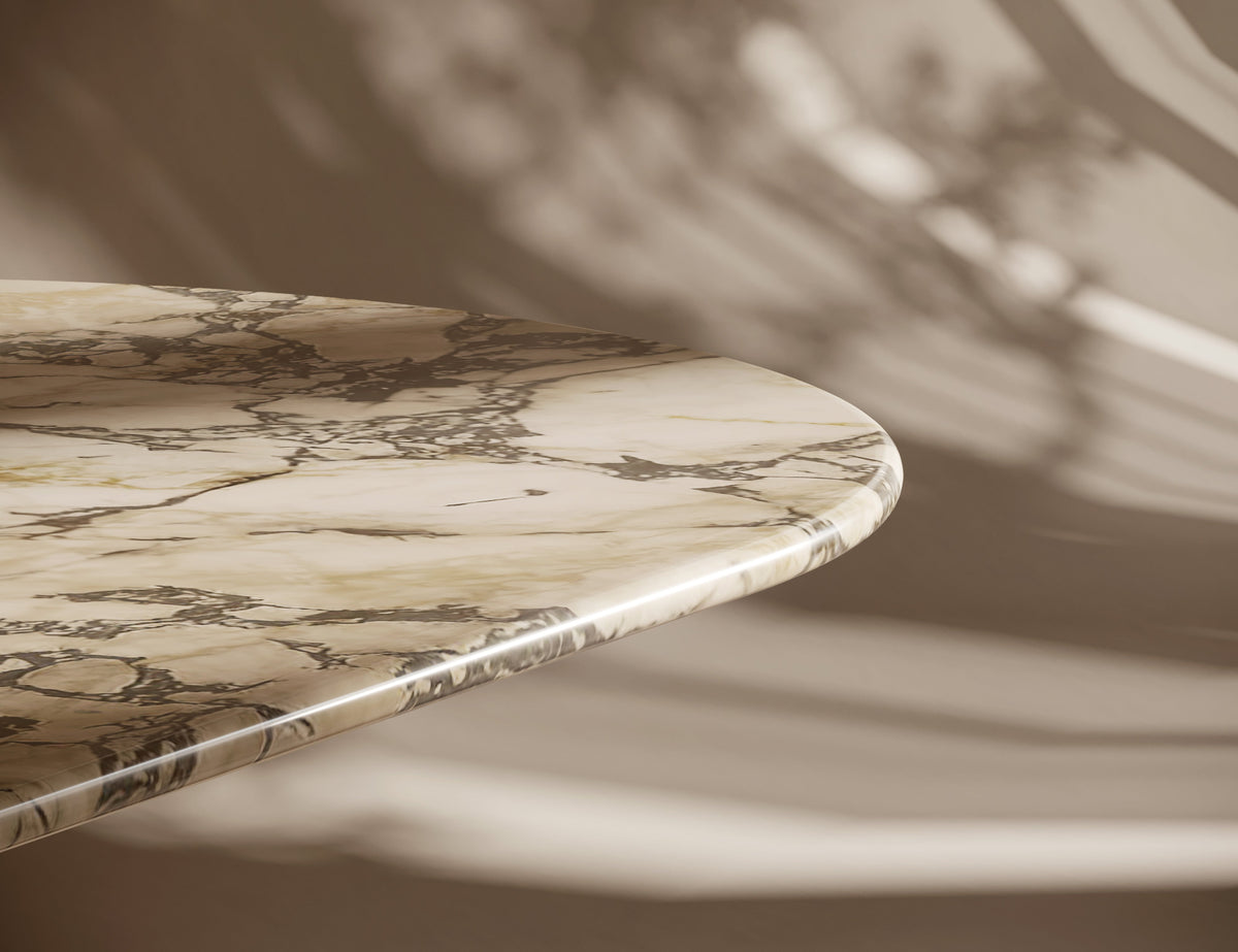 Oval Calacatta Viola Marble Dining Table - Cylindrical Leg – Bedú Atelier