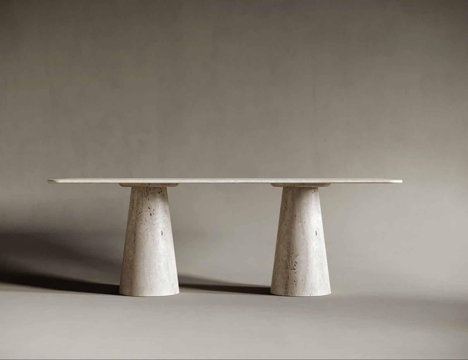 Rectangular Travertine Dining Table - Conical Legs – Bedú Atelier