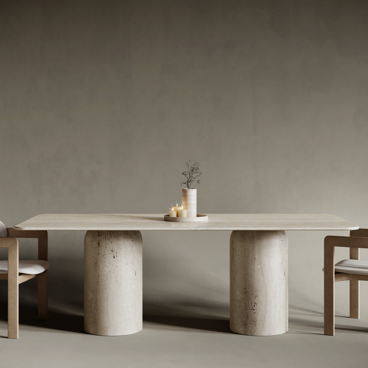 Rectangular Travertine Dining Table - Rounded Leg – Bedú Atelier
